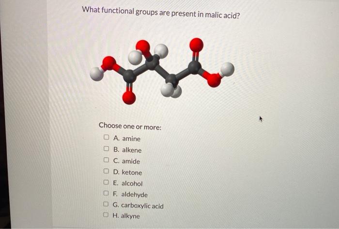 Solved What functional groups are present in malic acid? | Chegg.com