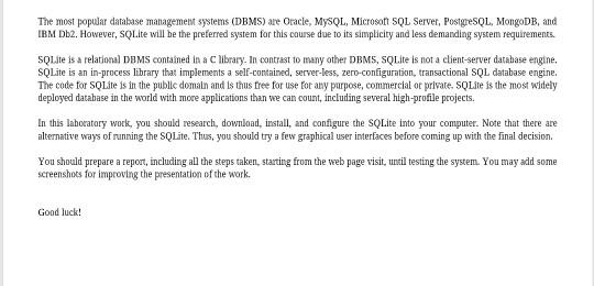 Solved The most popular database management systems (DBMS) | Chegg.com