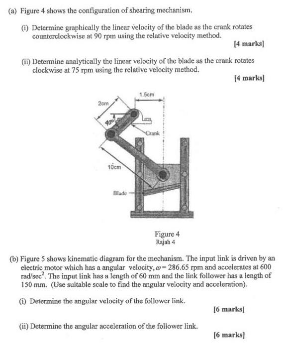 Solved (a) Figure 4 shows the configuration of shearing | Chegg.com