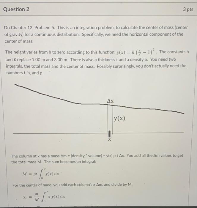 Solved Question 2 3 pts Do Chapter 12. Problem 5. This is an | Chegg.com