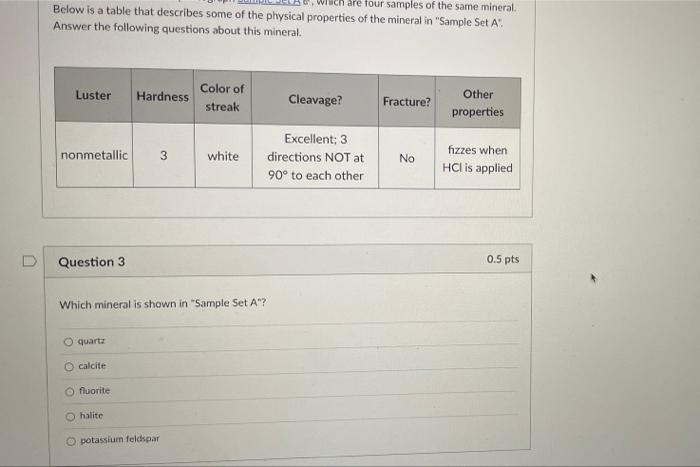 Solved Use the mineral identification charts to identify | Chegg.com