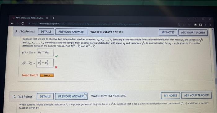 Solved Suppose that we are to observe two independent random | Chegg.com