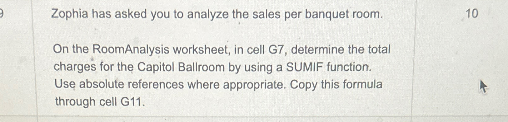 Solved Zophia has asked you to analyze the sales per banquet | Chegg.com