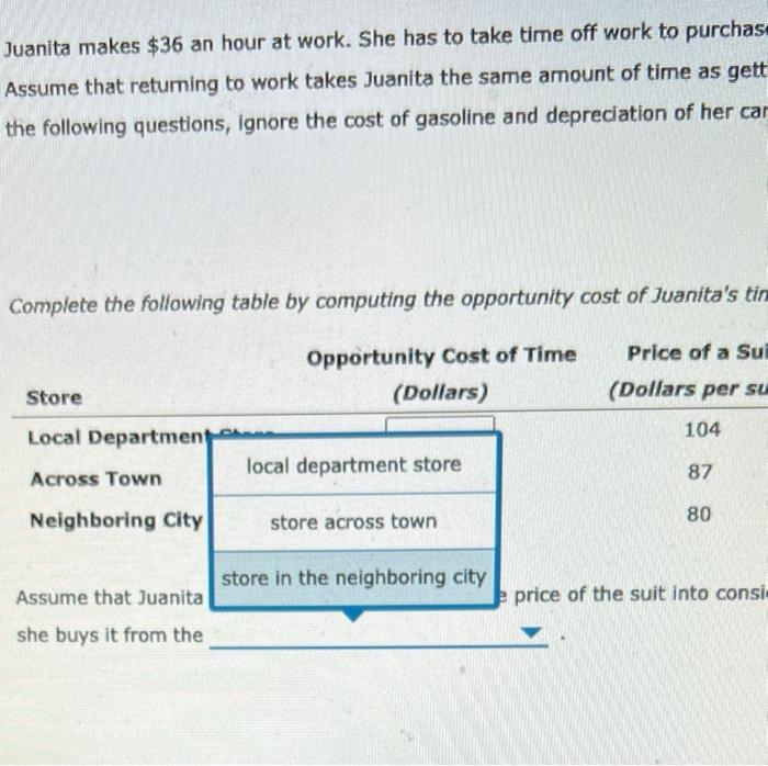 Solved 2. Determining opportunity cost Juanita is deciding | Chegg.com