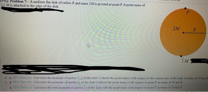 Solved 2\%) Problem 7: A uniform flat disk of radius R and | Chegg.com Solved 2\%) Problem 7: A uniform flat disk of radius R and | Chegg.com