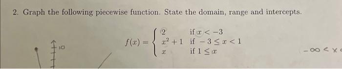 Solved 2. Graph the following piecewise function. State the | Chegg.com