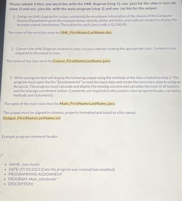 Solved Please submit 4 files: one word doc with the UML | Chegg.com