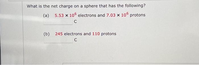 Solved What is the net charge on a sphere that has the | Chegg.com