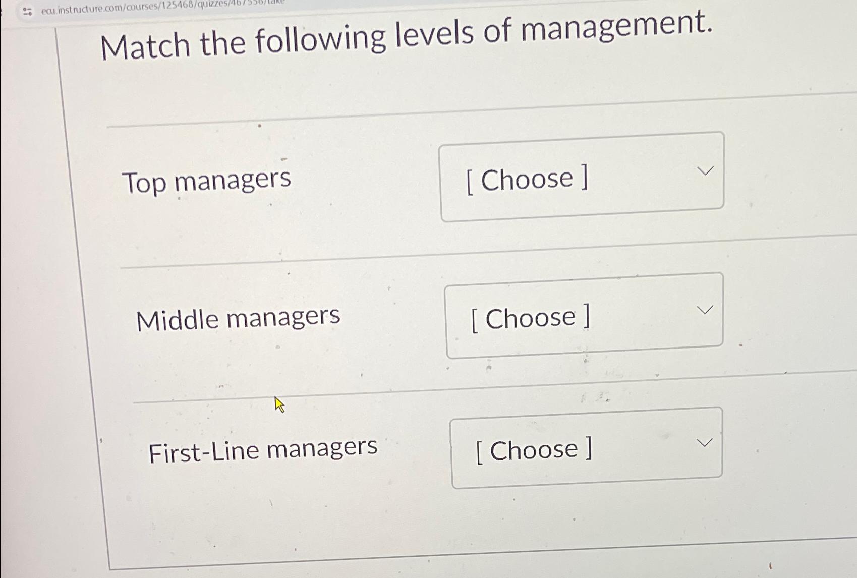 Solved Match the following levels of management.Top | Chegg.com