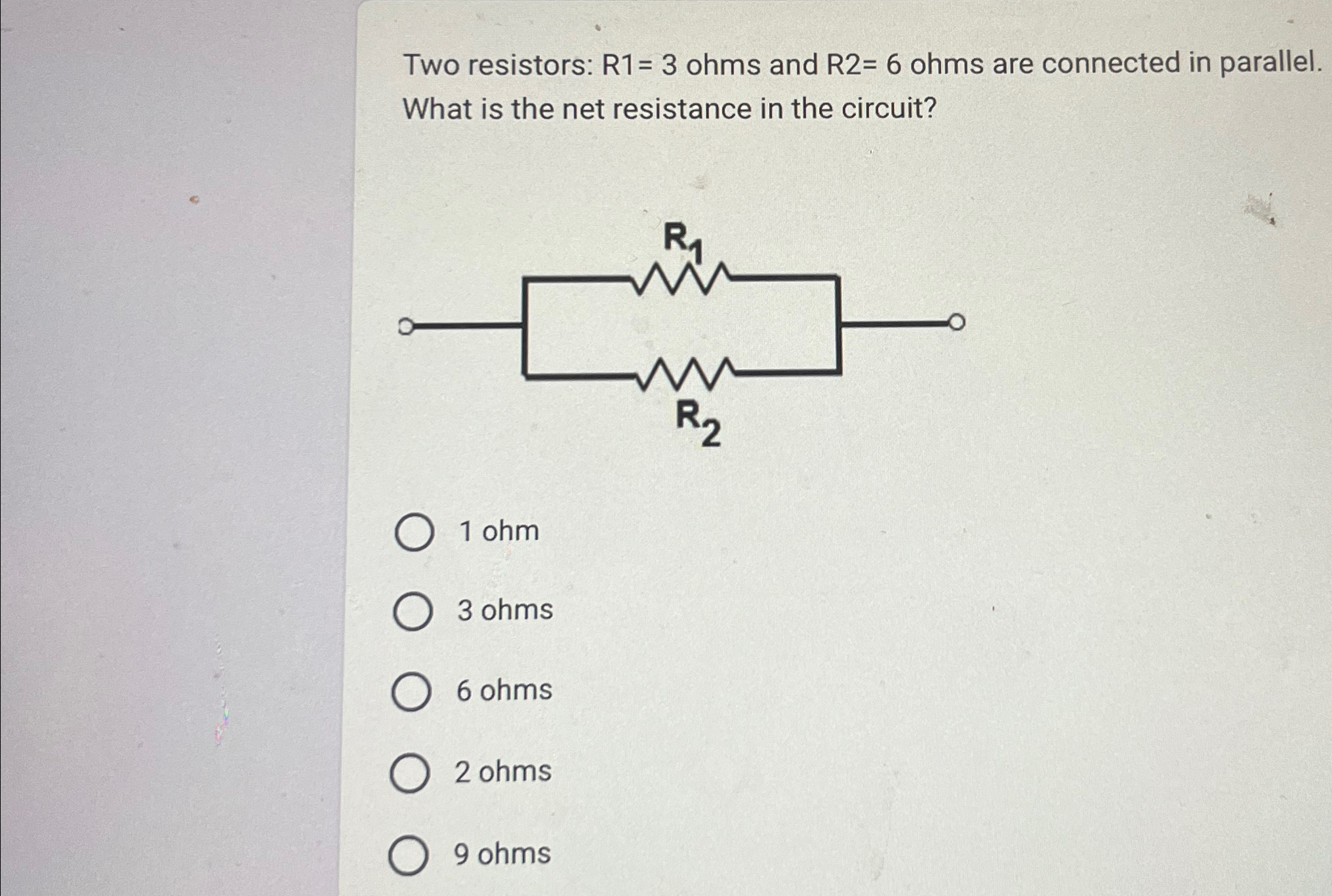 Solved Two resistors: R1=3 ﻿ohms and R2=6 ﻿ohms are | Chegg.com