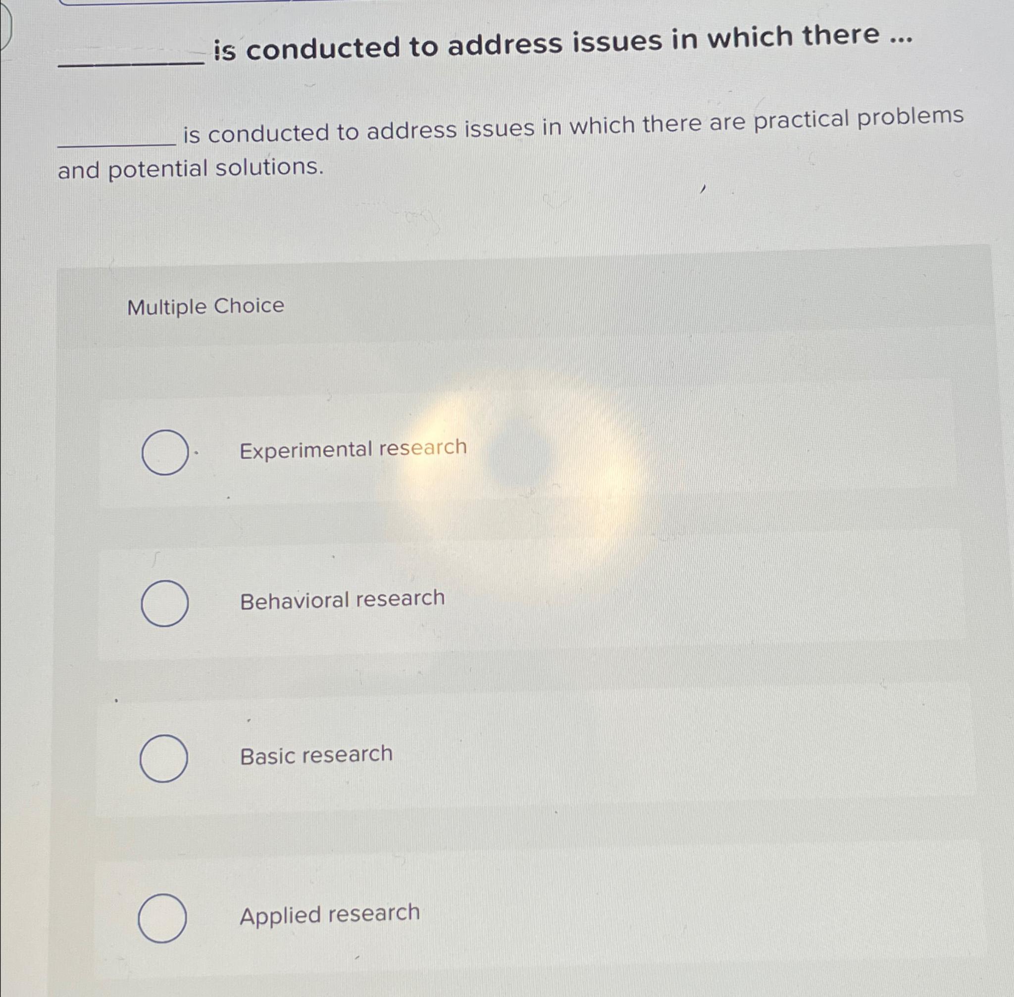 Solved is conducted to address issues in which there ...is | Chegg.com