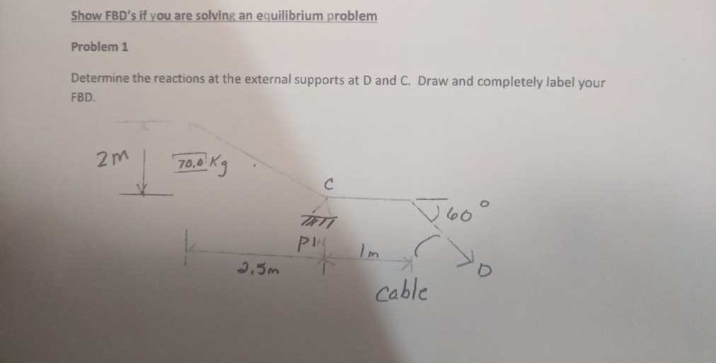 Solved Show FBD's if you are solving an equilibrium problem | Chegg.com