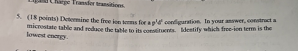 Solved (18 ﻿points) ﻿Determine the free ion terms for a p1d1 | Chegg.com