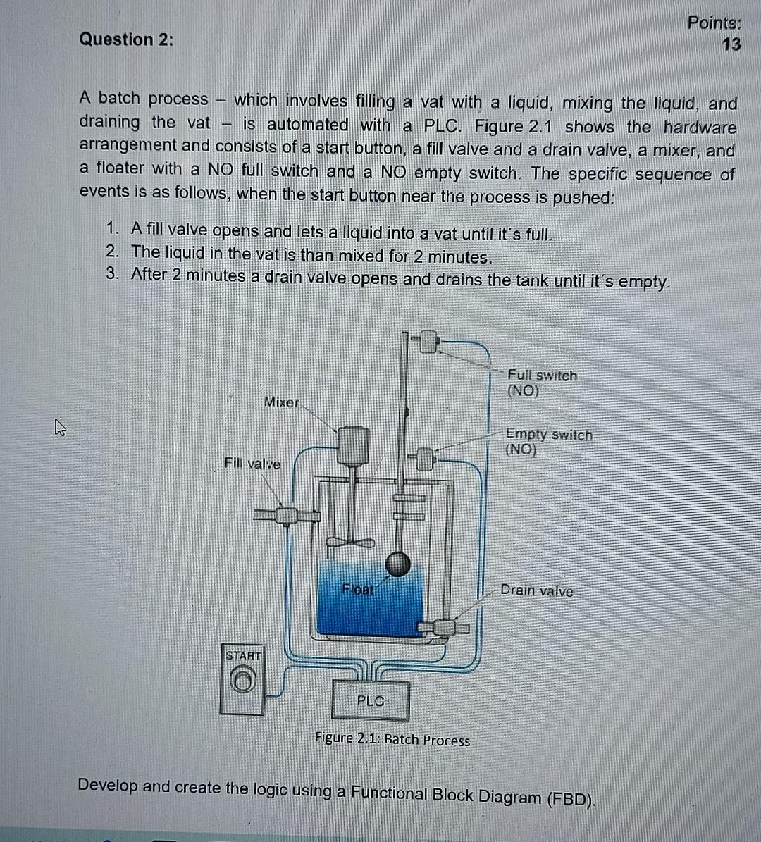 Solved Question 2: Points: 13 A batch process which involves | Chegg.com