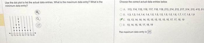 Solved Use the dot plot to list the actual data entries. | Chegg.com