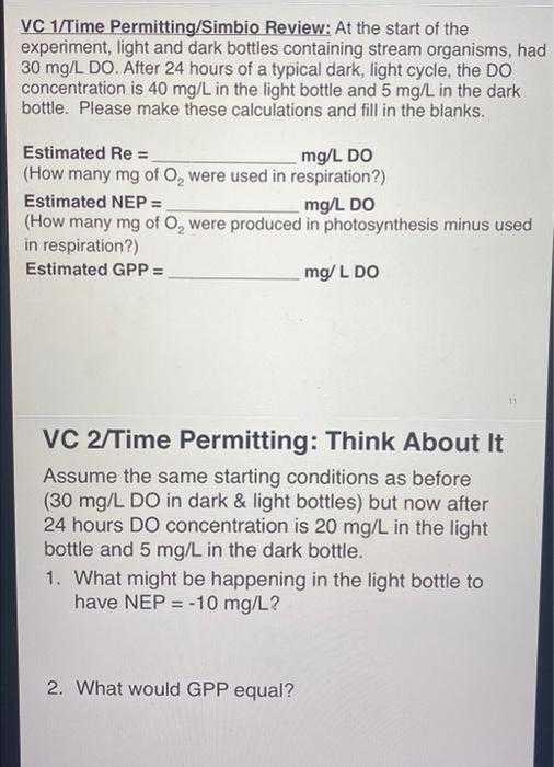 Solved VC 1/Time Permitting/Simbio Review: At the start of | Chegg.com