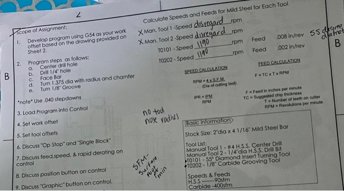 Solved Calculate Speeds and Feeds for Mild Steel for Each | Chegg.com