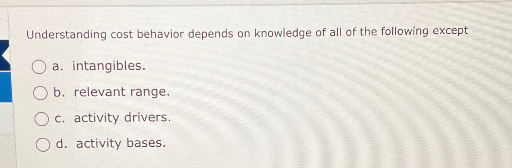 Solved Understanding cost behavior depends on knowledge of | Chegg.com