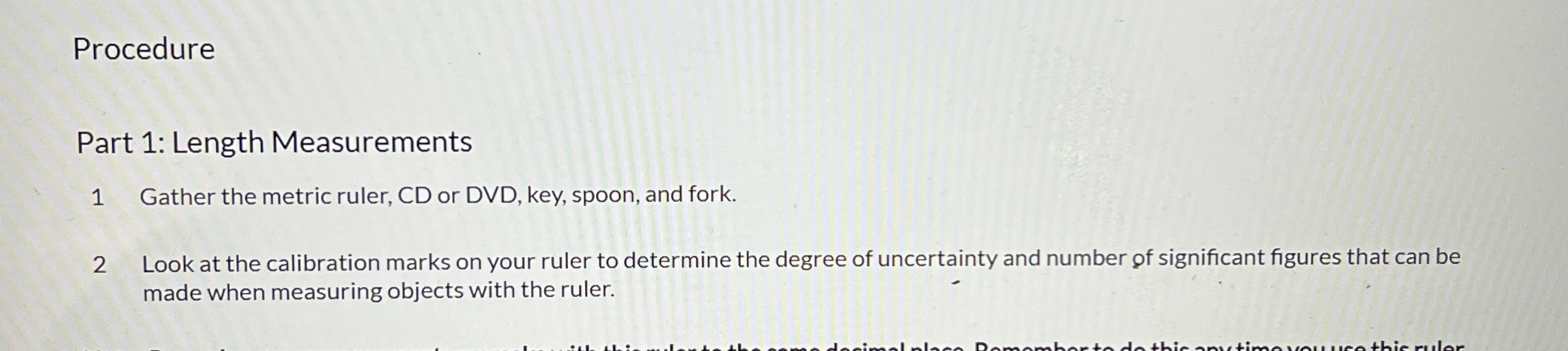 Solved ProcedurePart 1: Length Measurements1 ﻿Gather the | Chegg.com