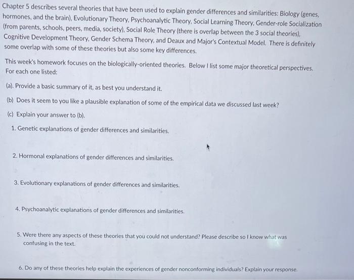 Solved Chapter 5 describes several theories that have been | Chegg.com