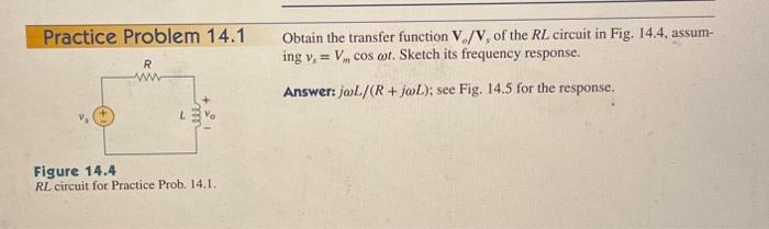 Solved Practice Problem 14.1 Obtain the transfer function | Chegg.com