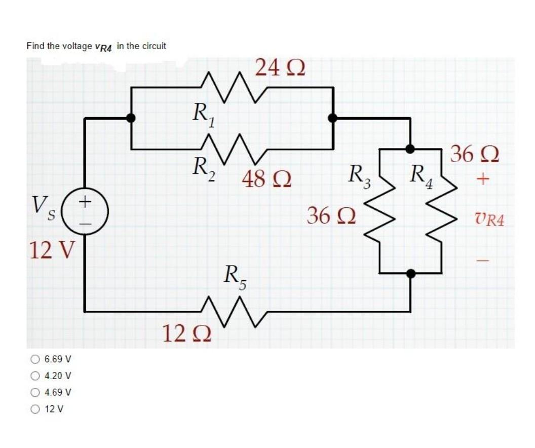 Solved Find the voltace VoA in the circuit 6.69 V4.20 V4.69 | Chegg.com