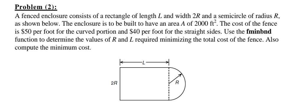 Solved Problem (2: A fenced enclosure consists of a | Chegg.com