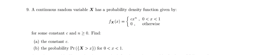 Solved 9. A continuous random variable X has a probability | Chegg.com