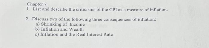 Solved Chapter 7 1. List and describe the criticisms of the | Chegg.com