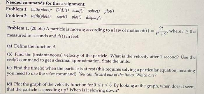 Solved assignment done in Maple: Needed commands for this | Chegg.com
