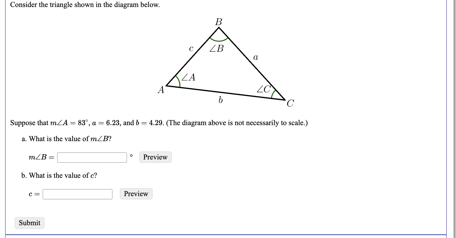 Solved Consider the triangle shown in the diagram | Chegg.com
