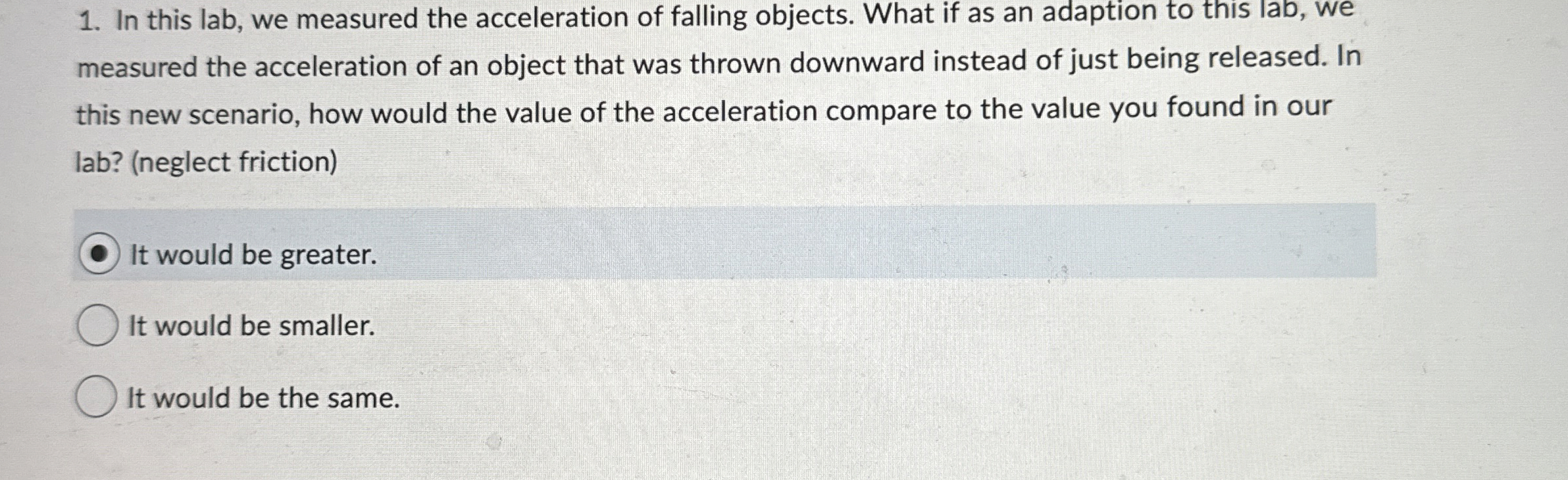 Solved In this lab, we measured the acceleration of falling | Chegg.com