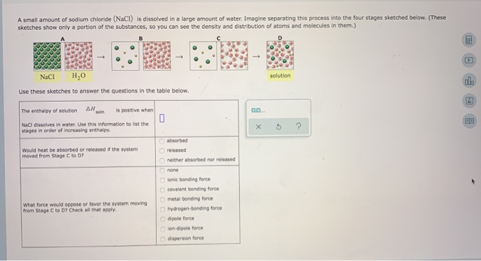 Solved A small amount of sodium chloride (NaCl) is dissolved | Chegg.com