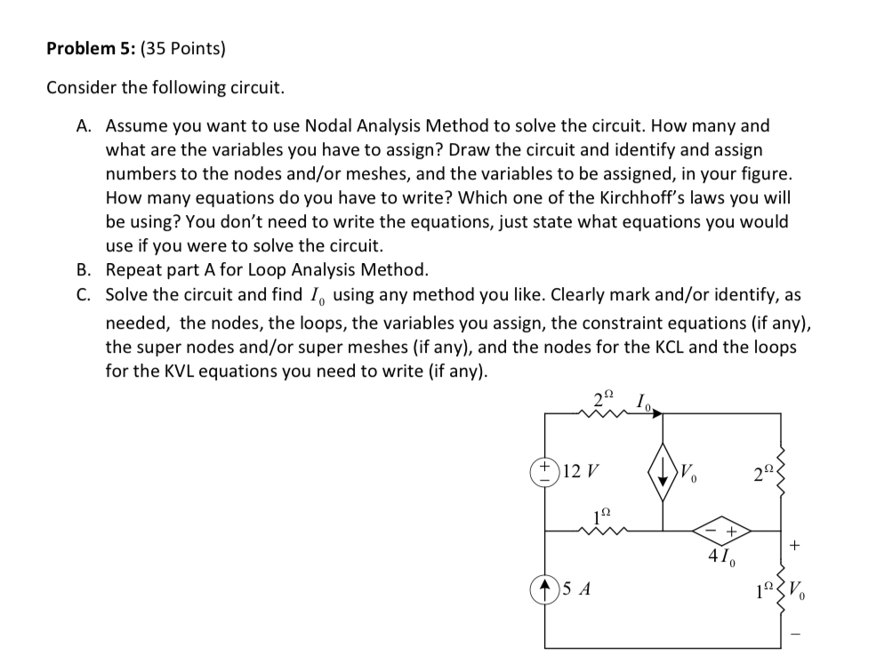 Solved Problem 5: (35 ﻿Points)Consider the following | Chegg.com