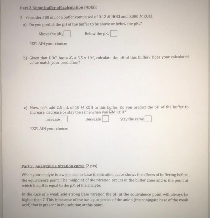 Solved A buffer is a solution comprised of a weak acid and | Chegg.com