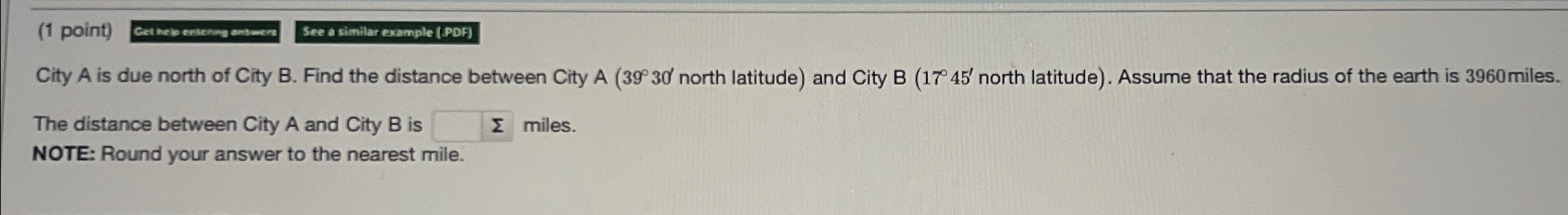 Solved (1 ﻿point)See a similar example (PDF)City A is due | Chegg.com