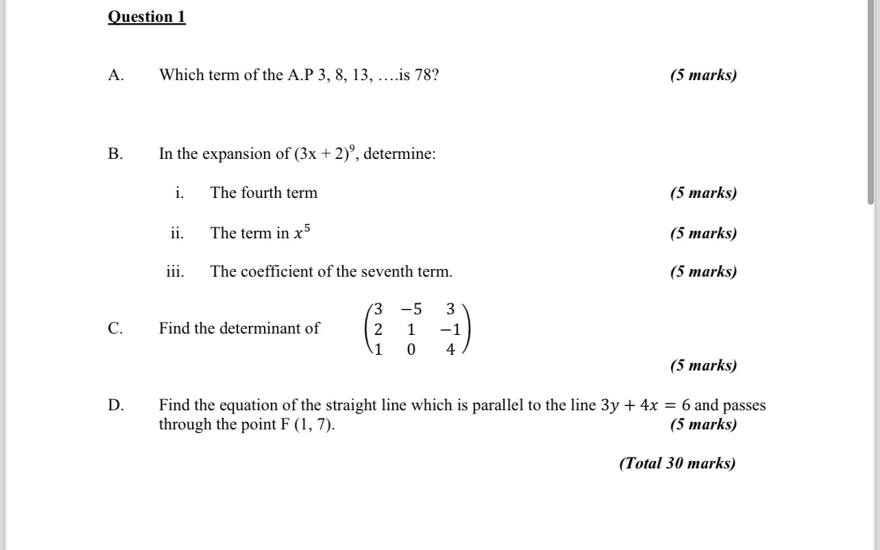 Solved Question 1A. ﻿Which term of the A.P 3,8,13,dots is | Chegg.com