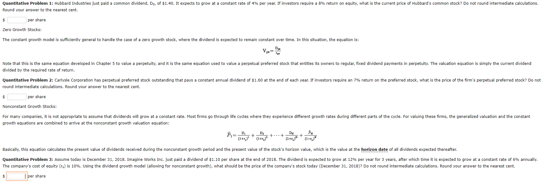 Solved Round your answer to the nearest cent.per shareZero | Chegg.com