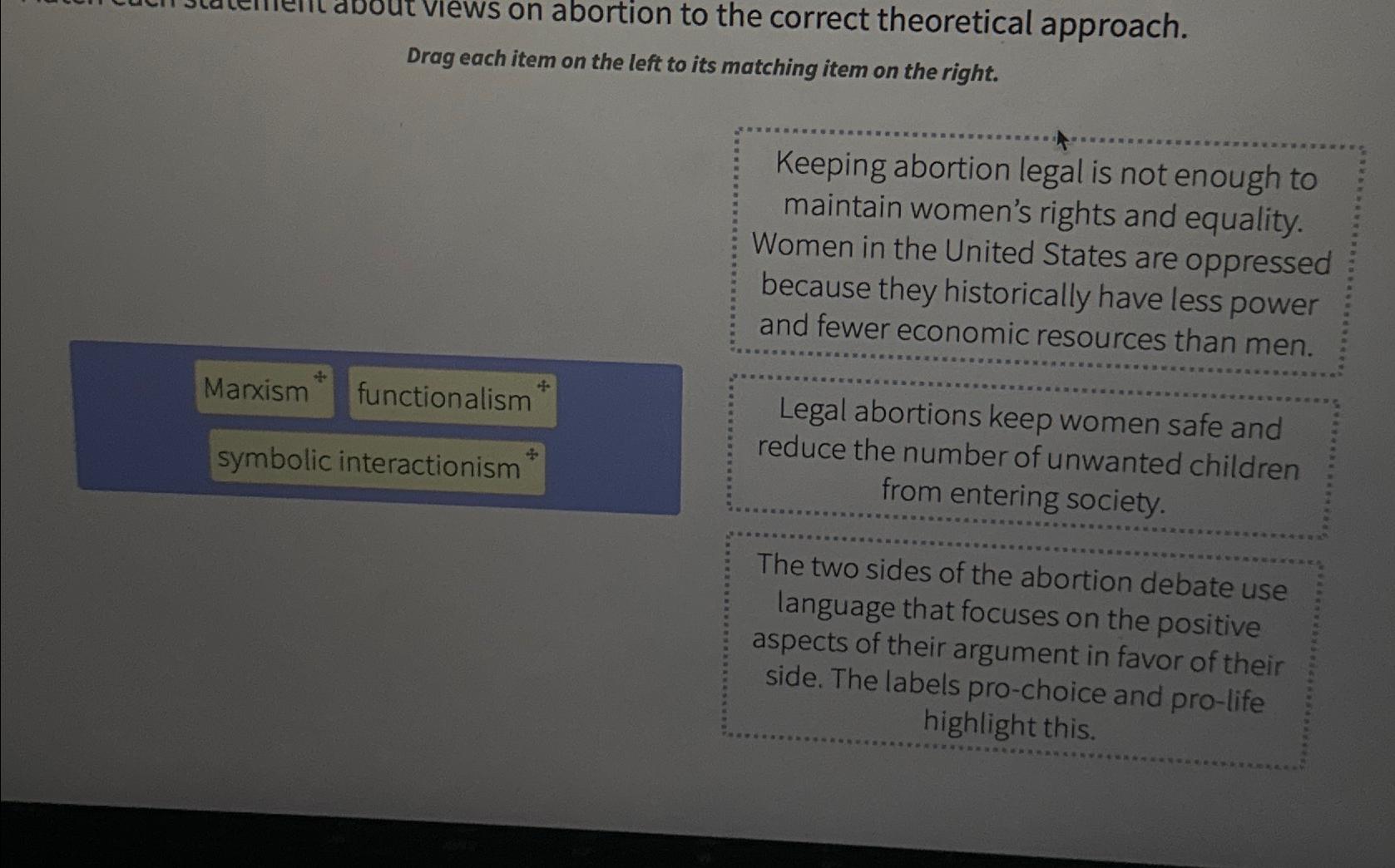 Solved abortion to the correct theoretical approach.Drag | Chegg.com