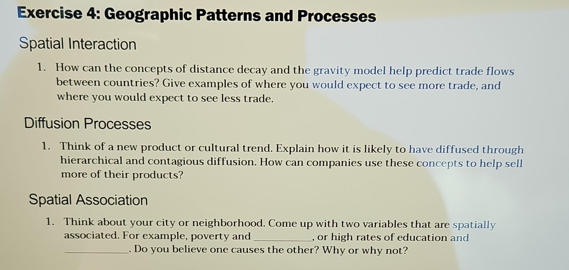 Solved Spatial Interaction 1 How Can The Concepts Of