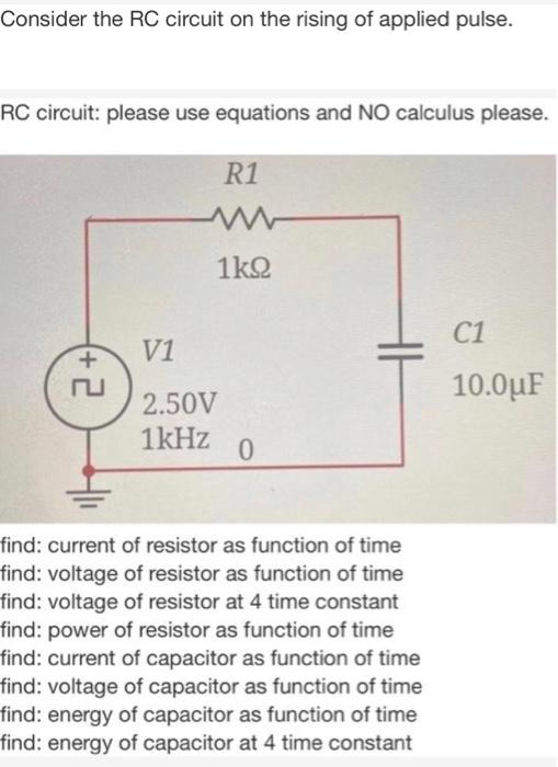 Solved Consider the RC circuit on the rising of applied | Chegg.com
