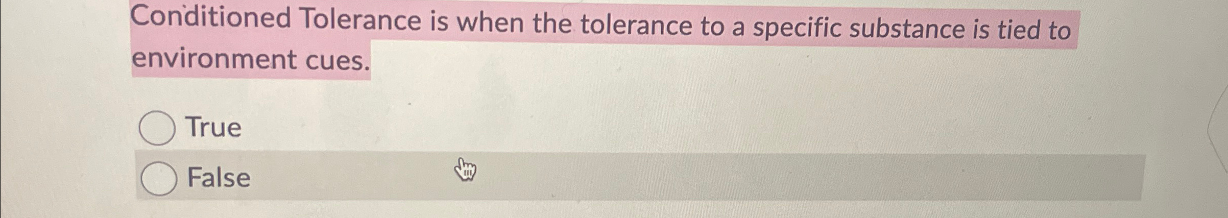 Solved Conditioned Tolerance is when the tolerance to a | Chegg.com