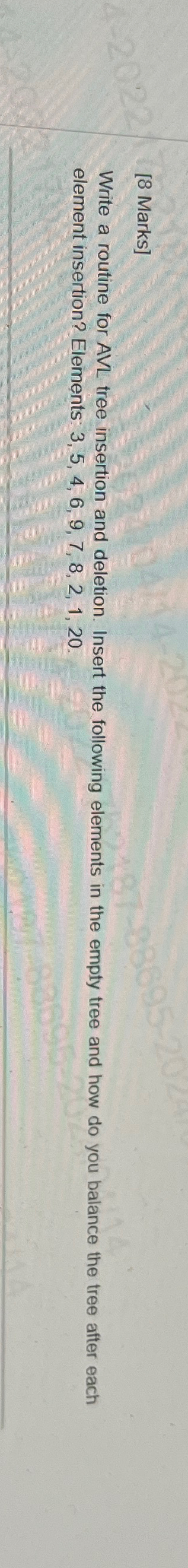 Solved [8 ﻿Marks]Write a routine for AVL tree insertion and | Chegg.com