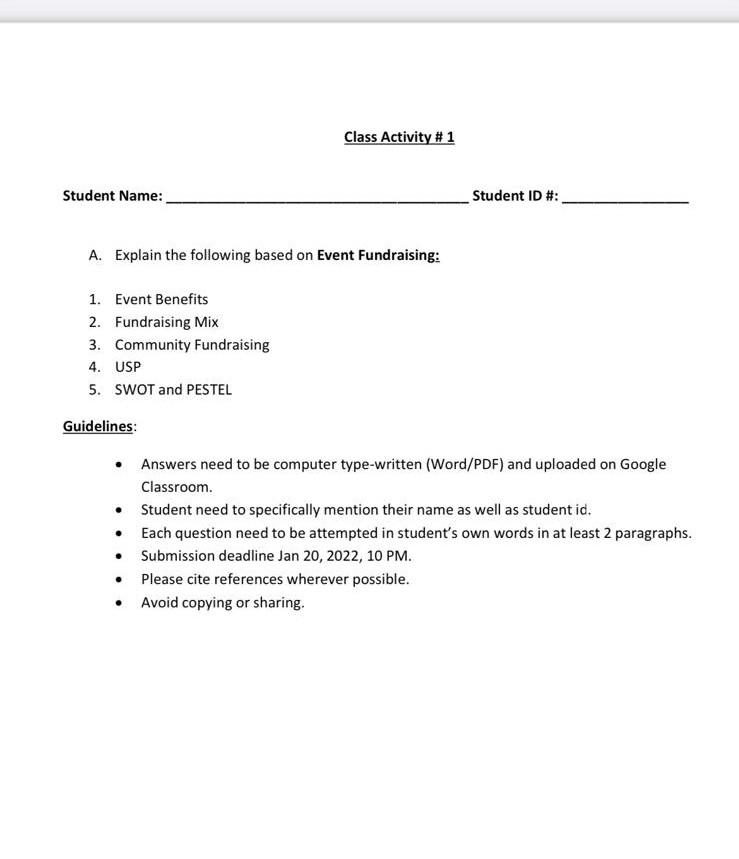 Solved Class Activity #1 Student Name: Student ID#: A. | Chegg.com