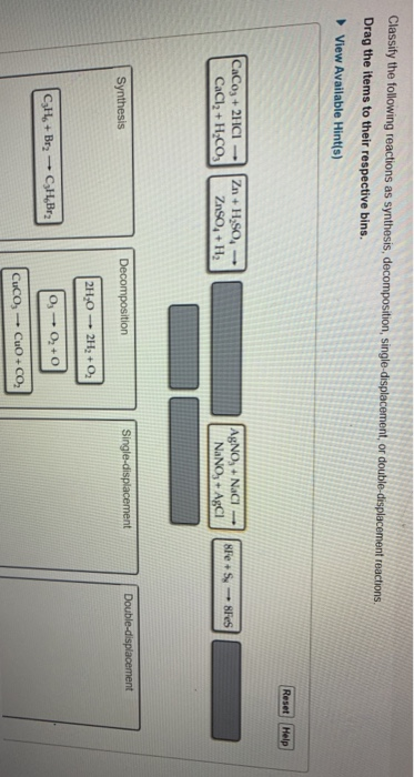 Solved Classify the following reactions as synthesis, | Chegg.com