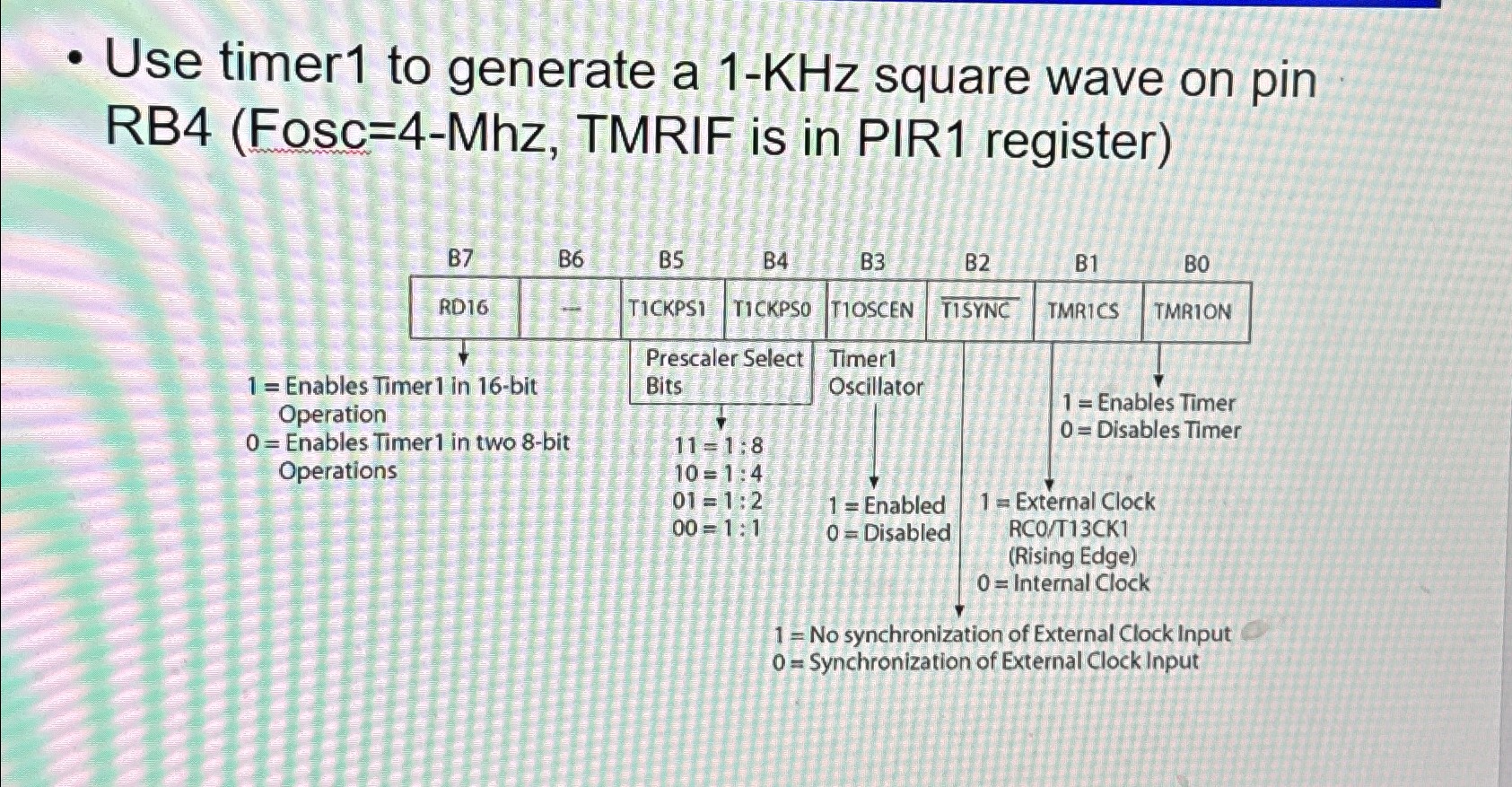 Solved Use Timer1 ﻿to Generate A 1 Khz Square Wave On Pin