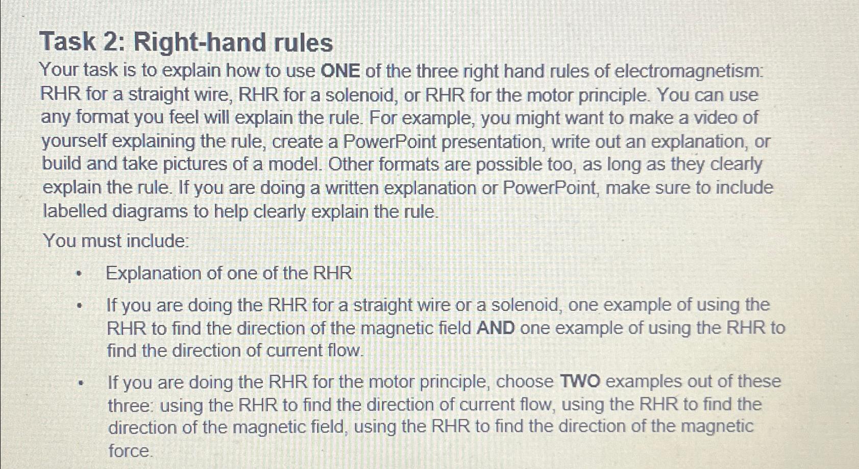 Solved Task 2: Right-hand rulesYour task is to explain how | Chegg.com