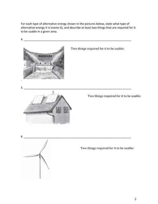 Solved Assignment - Alternative Energy Worksheet 1. What do | Chegg.com