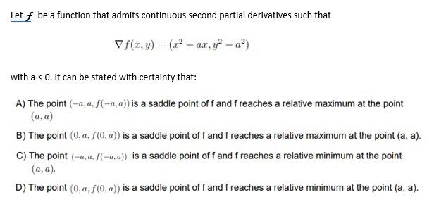 Solved Let f be a function that admits continuous second | Chegg.com