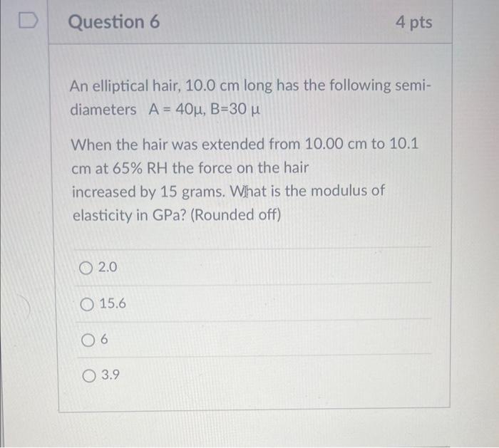 Solved An elliptical hair, 10.0 cm long has the following | Chegg.com